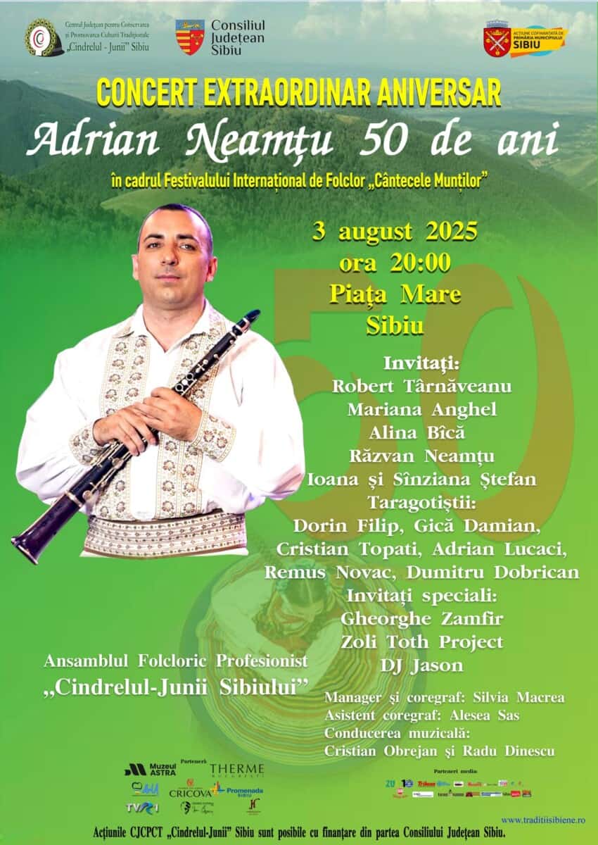 Dublă aniversare în Piața Mare, la “Cântecele Munților”! Maestrul ...